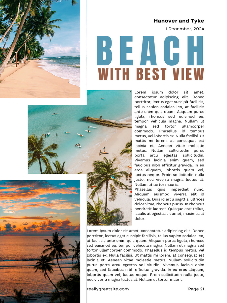 Blue and White Simple Photo Travel Magazine | PDF