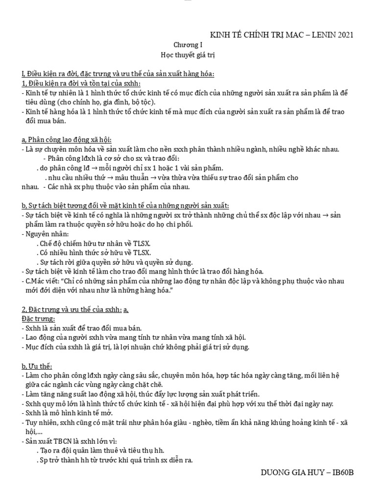 Tom Tat Ly Thuyet Mon Kinh Te Chinh Tri Mac Lenin Dai Hoc Kinh Te Quoc 68109 | PDF