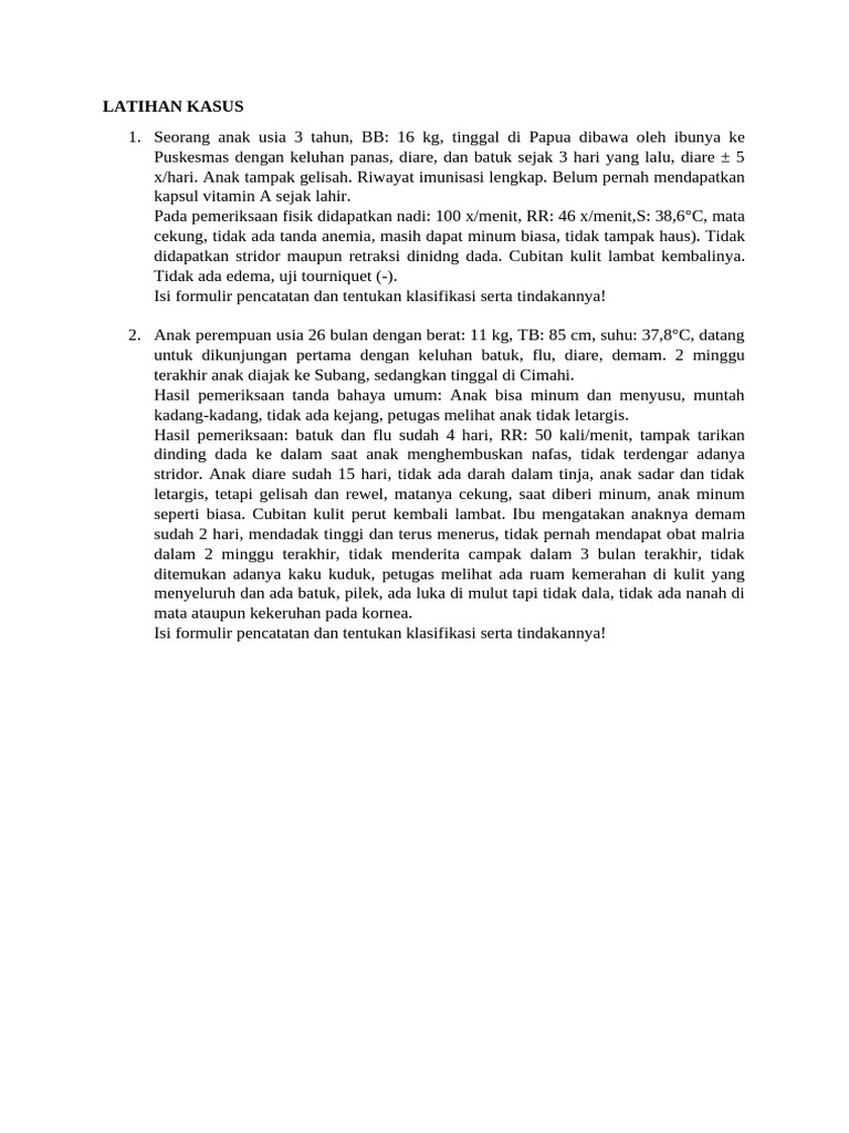 Latihan Kasus MTBS 2025 | PDF