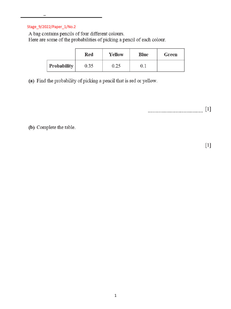 14 Probability Checkpoint Y9 Progression Math | PDF
