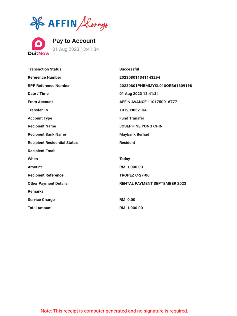 Pay To Account 01082023 | PDF