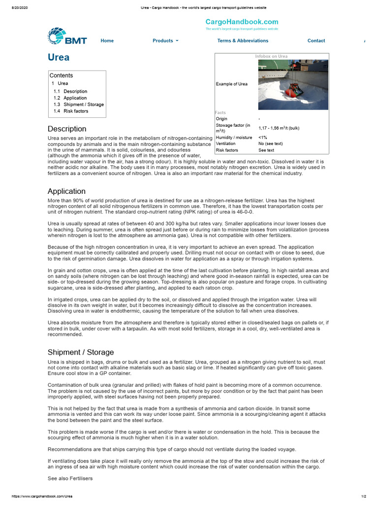 Urea - Cargo Handbook - The World's Largest Cargo Transport Guidelines ...