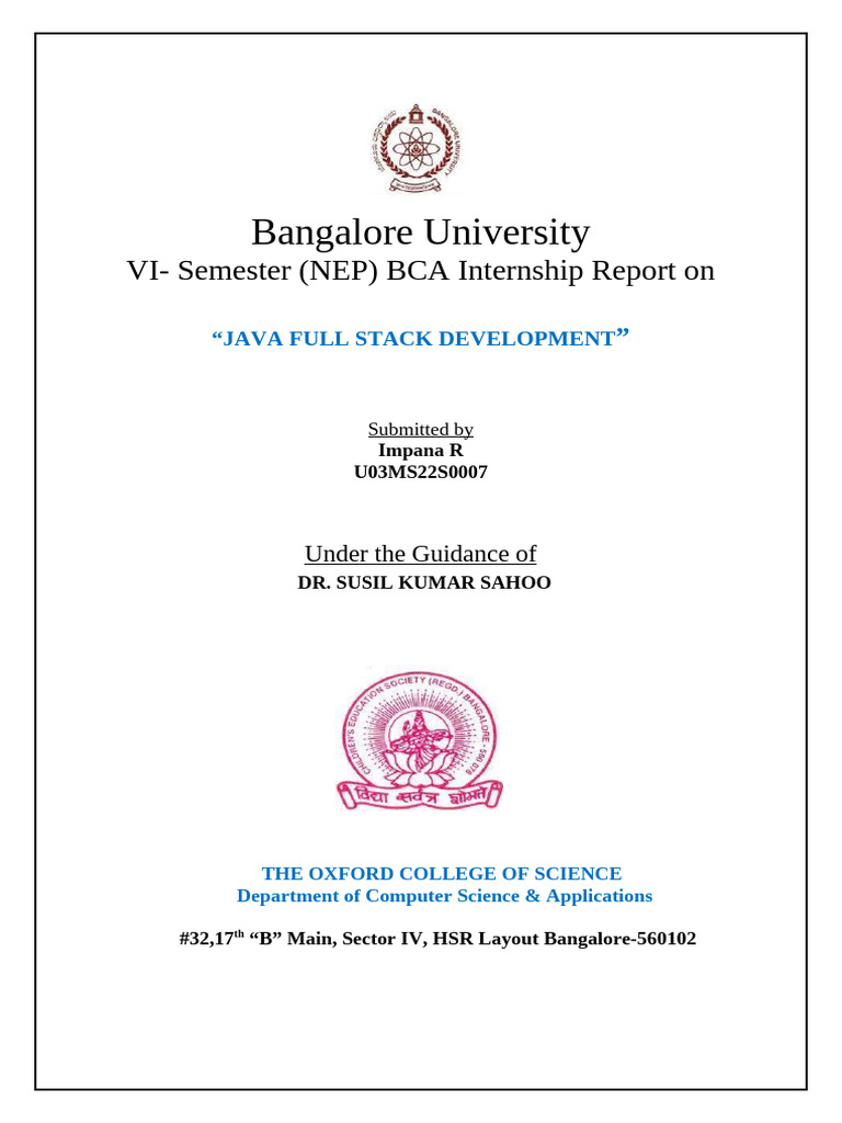 Impana R-internship_report[1] | PDF | Java (Programming Language ...