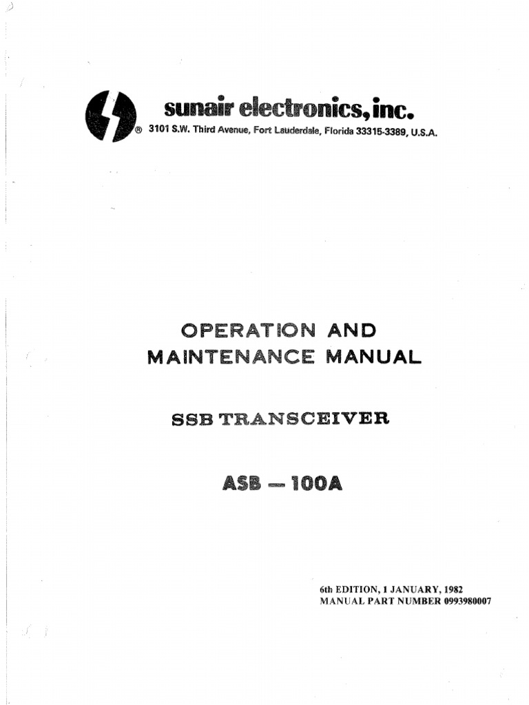 Asb 100a - 1 1 1982 - Sunair | PDF