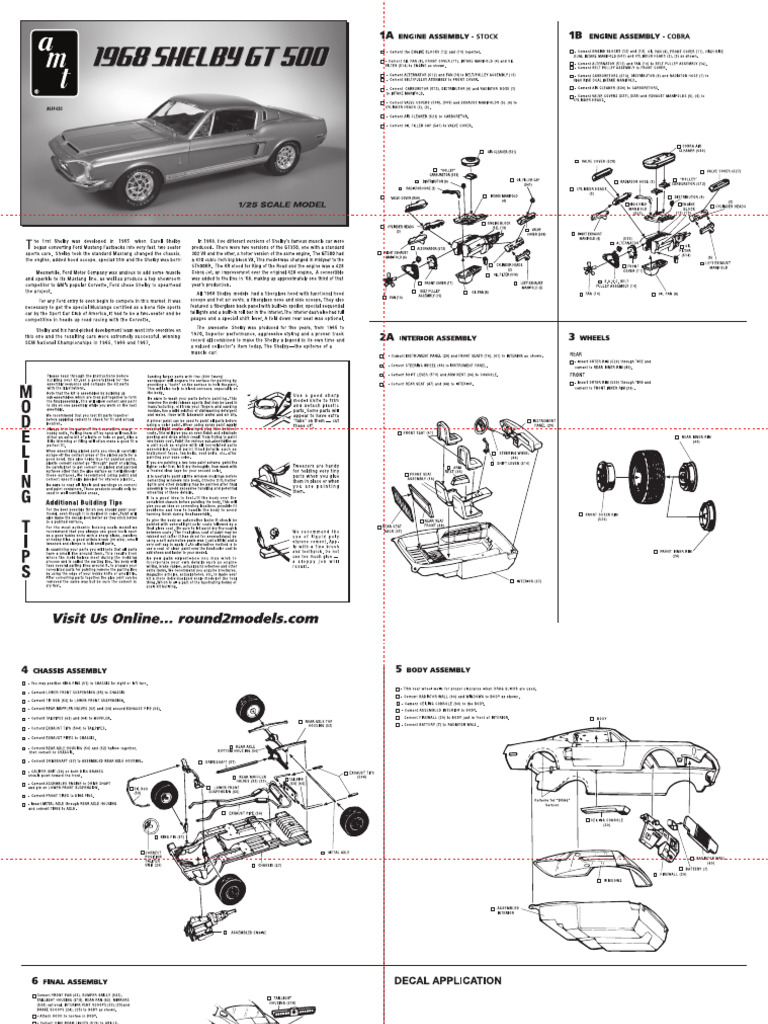 AMT 1968 Shelby GT500 Instructions Amt634 | PDF