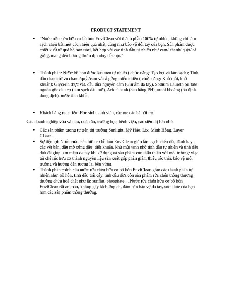 Nhóm 10-10- Nước tẩy rửa rác hữu cơ bồ hòn EnviClean- KNST ca thứ 6 | PDF