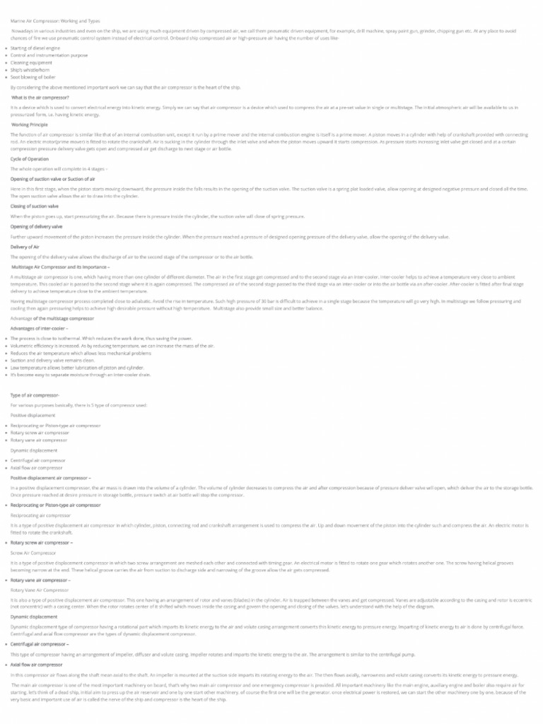 Starting Air Compressors | PDF