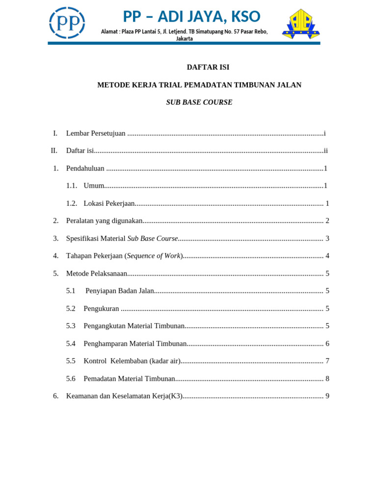 Metode Pemadatan Sub Base Course Jalan | PDF