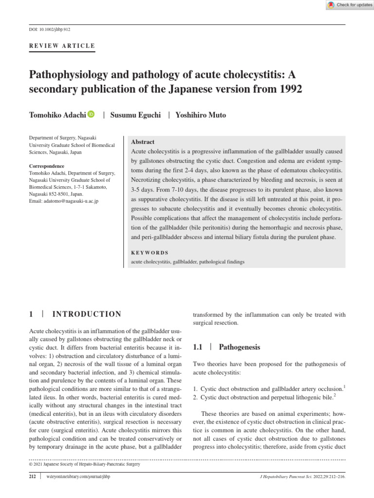 J Hepato Biliary Pancreat - 2021 - Adachi - Pathophysiology and Pathology of Acute Cholecystitis ...