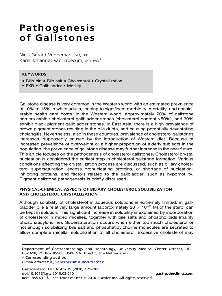 Pathogenesis of Gallstones | PDF | Bile | Gallbladder