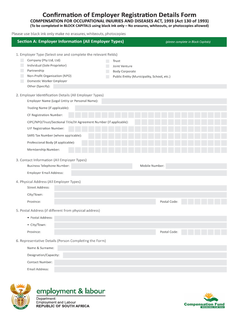 Coida - Confirmation of Employer Form | PDF