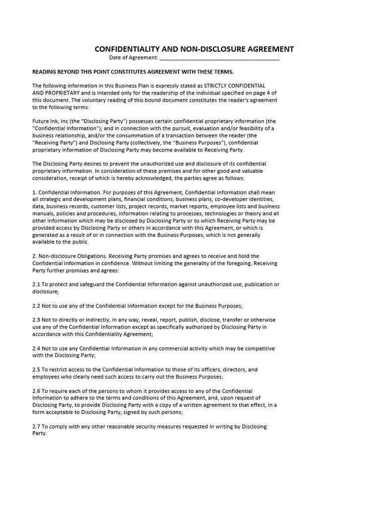 Confidentiality and Nondisclosure | PDF | Non Disclosure Agreement | Confidentiality