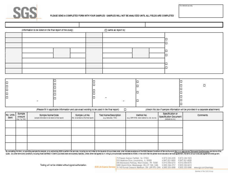 SGS Sample Submission Form | PDF