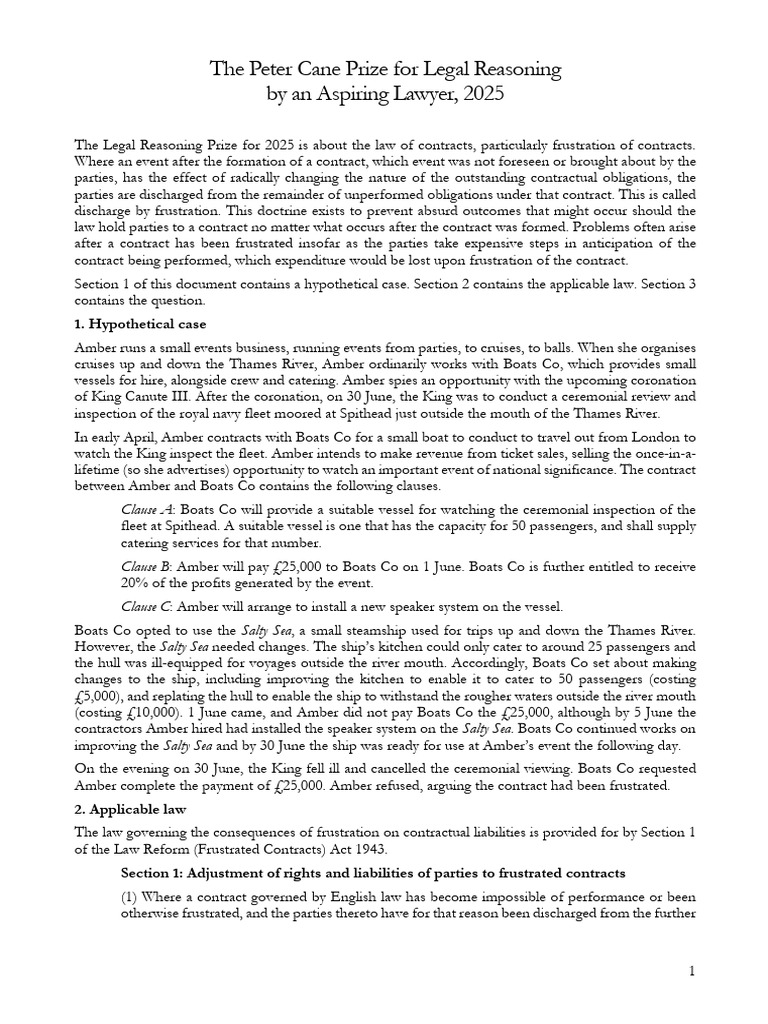 Peter Cane Legal Reasoning Prize 2025 | PDF | Civil Law (Legal System ...