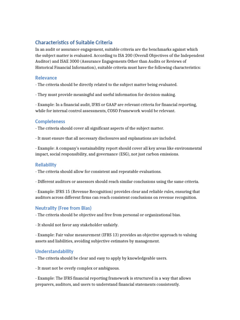 Characteristics of Suitable Criteria | PDF
