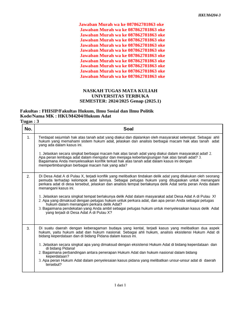 Soal Hkum4204 Tmk3 3 | PDF