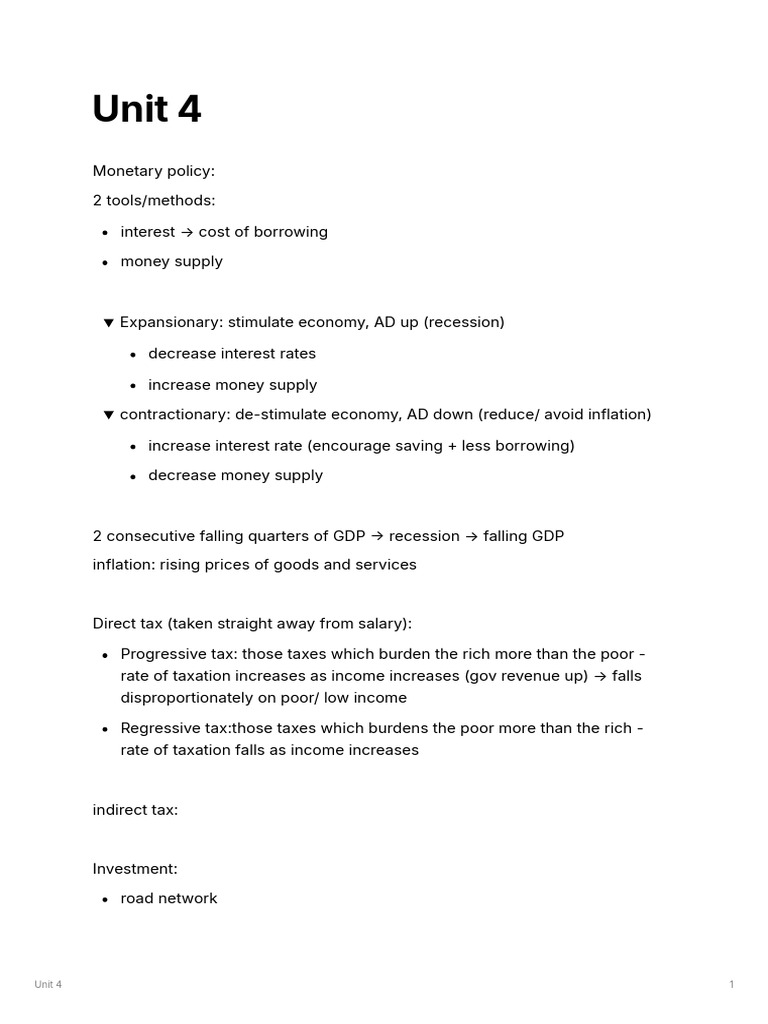 Unit 4 | PDF | Inflation | Taxes