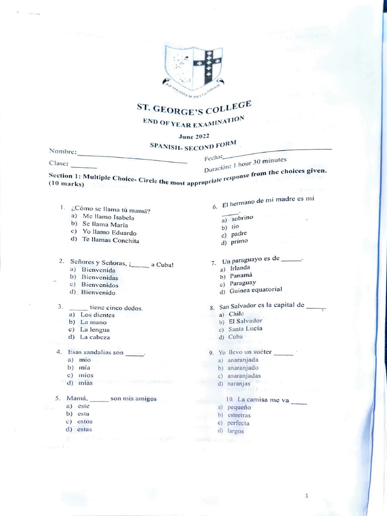 Spanish Second Form | PDF