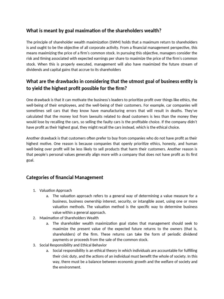 An Overview of Financial Management Bullets | PDF | Taxes | Valuation ...