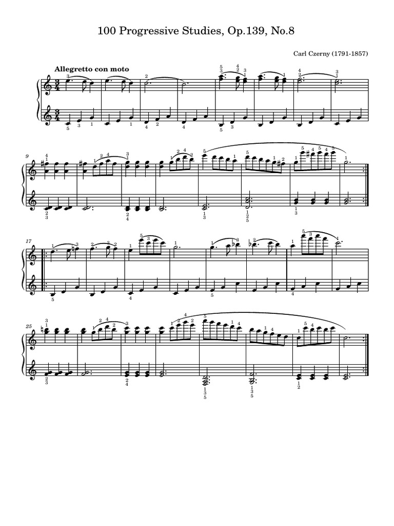 100 Progressive Studies Op.139 No.8 Carl Czerny | PDF