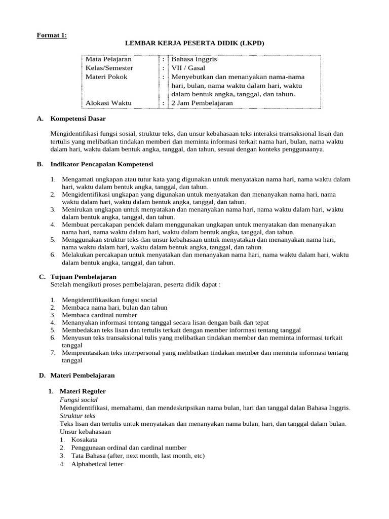 Format LKPD SMP | PDF