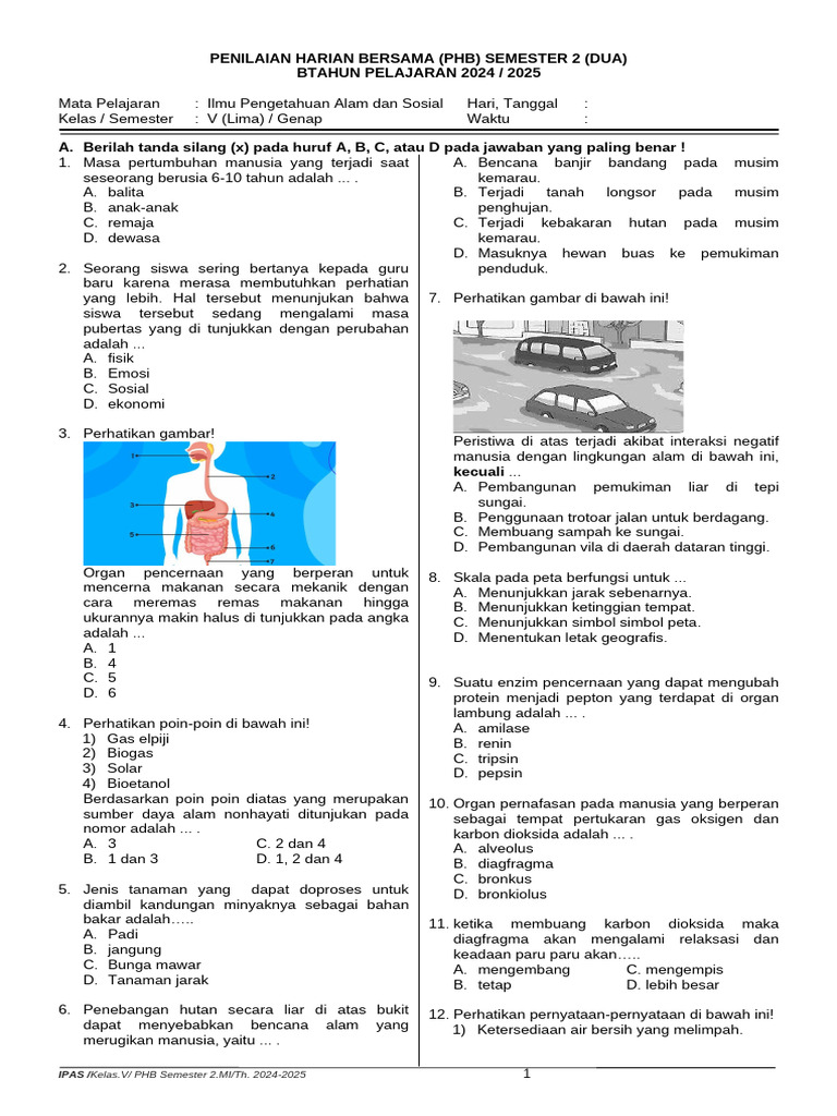 Soal PHB 2 IPAS Kelas 5 | PDF
