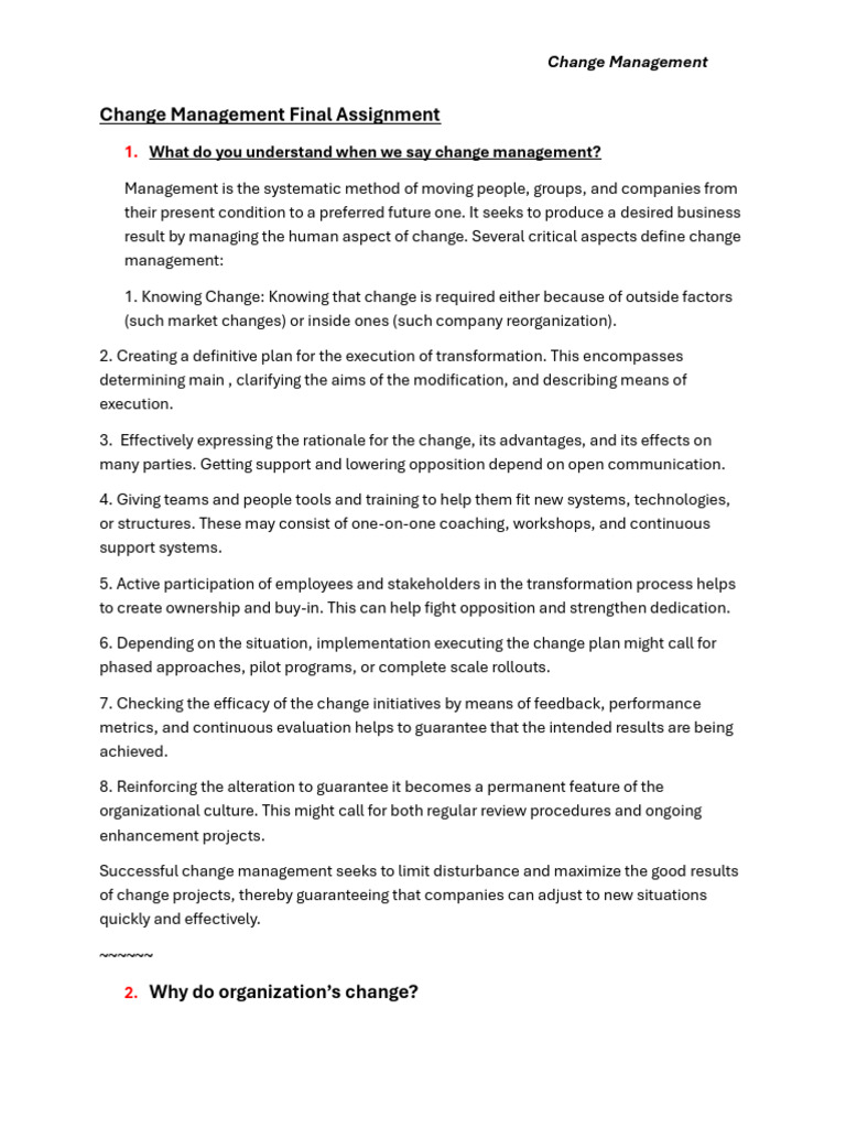 Change Management Assignment Final Mobo | PDF | Change Management ...
