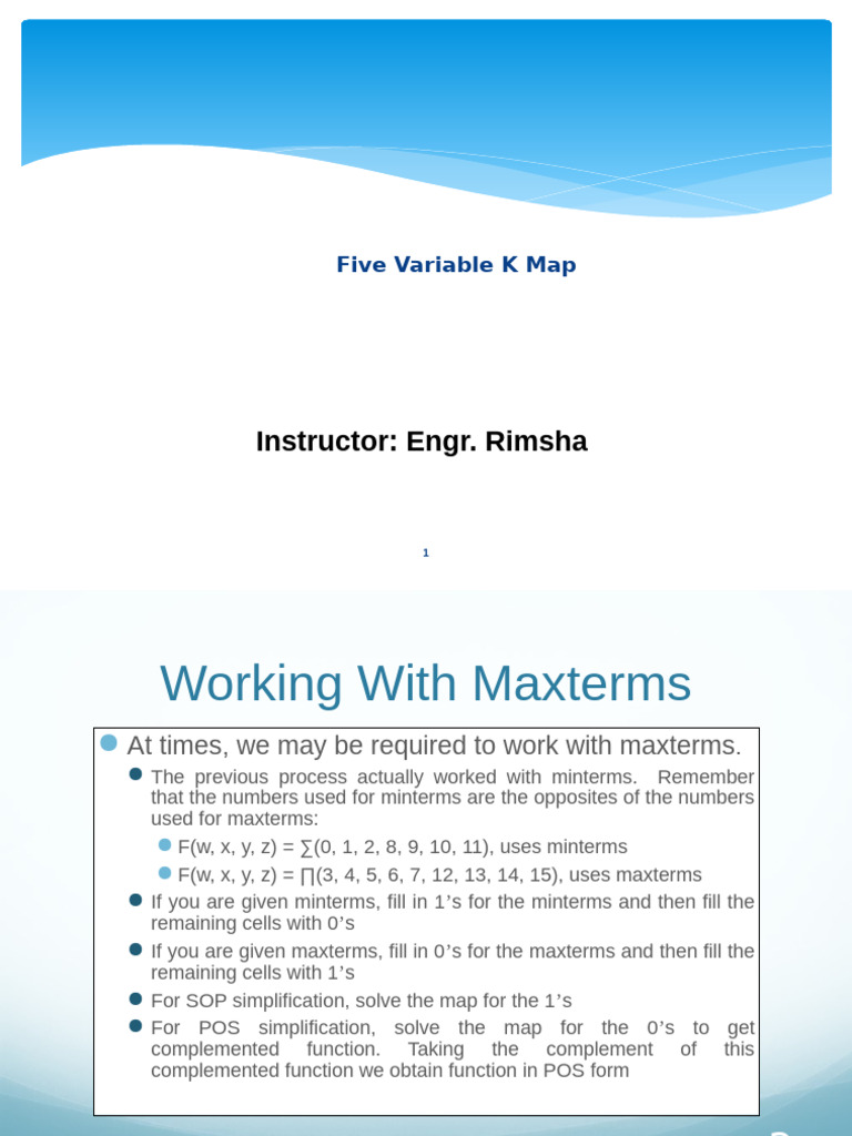 Lecture 13 Five Variable Map Examples, Analysis and Design of Combinational Circuit | PDF ...