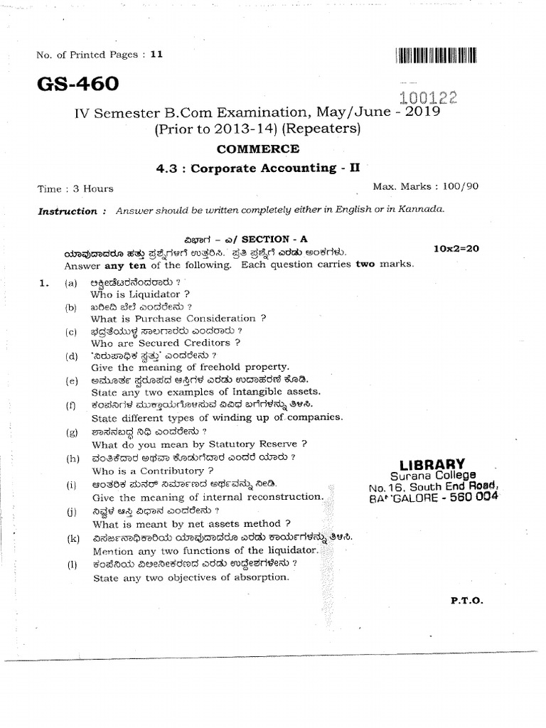 4th Sem Corporte Accounting GS-460 | PDF