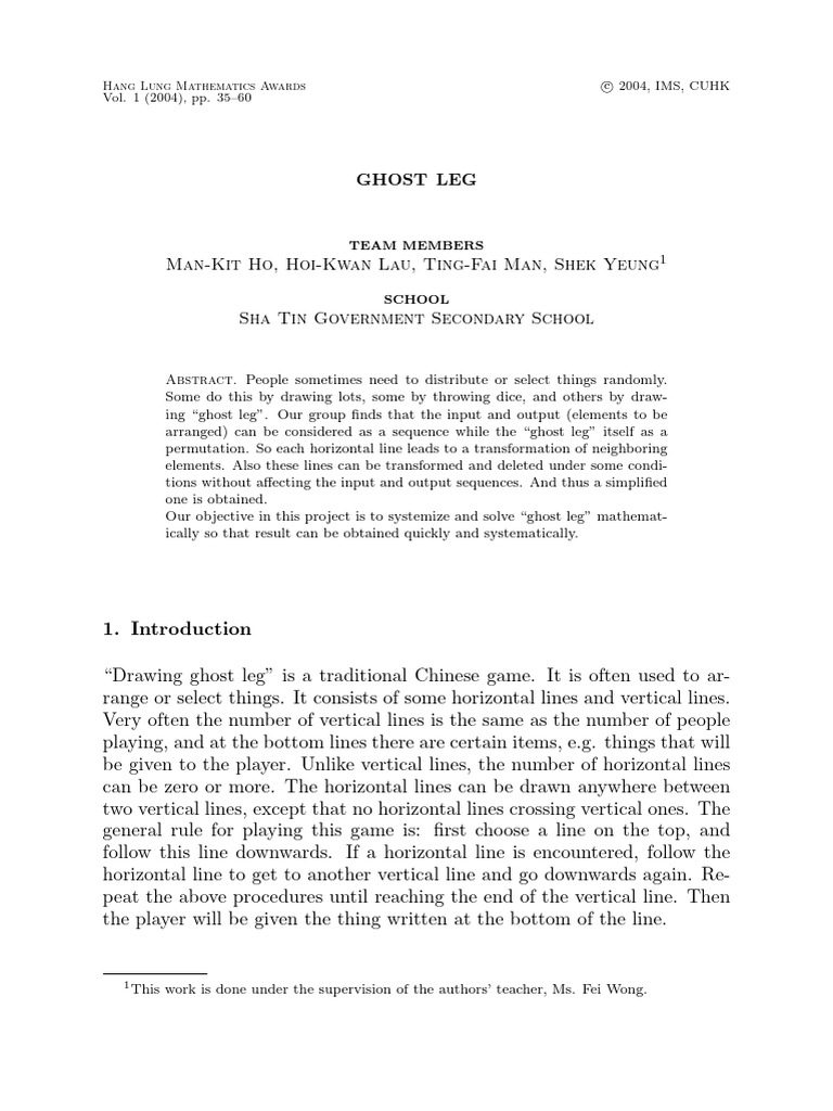 Mathematical Analysis of Ghost Leg | PDF | Combinatorics | Mathematics