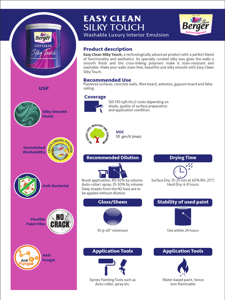 Easy Clean Silky Touch PDS Compressed | PDF | Paint | Materials