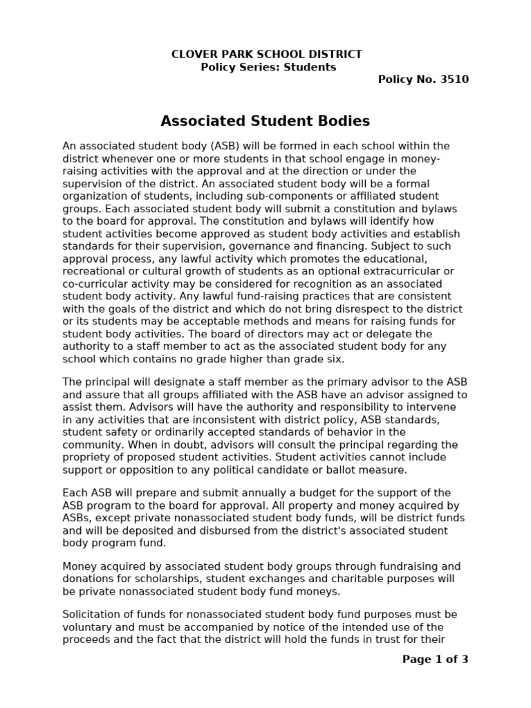 3510 Associated Student Bodies | PDF | Fundraising | Government