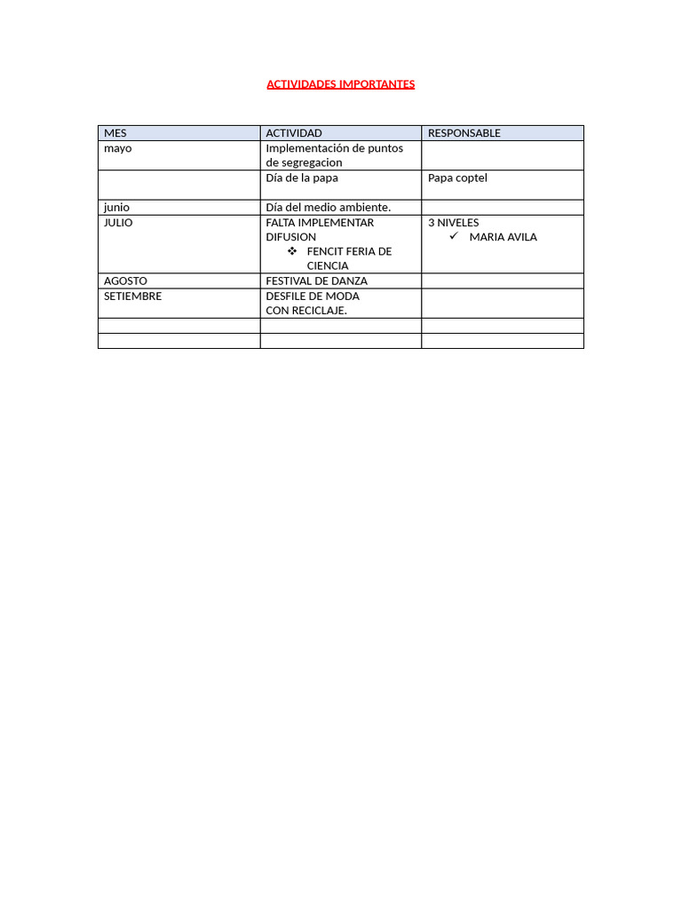 Actividades Cívicas Setiembre 2022 | PDF