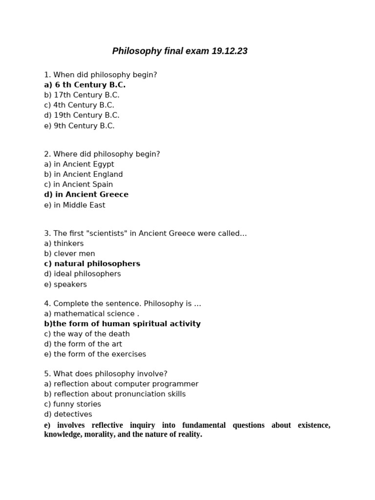 Philosophy Final Exam 19 | PDF | Moksha | Ancient Greek Philosophy