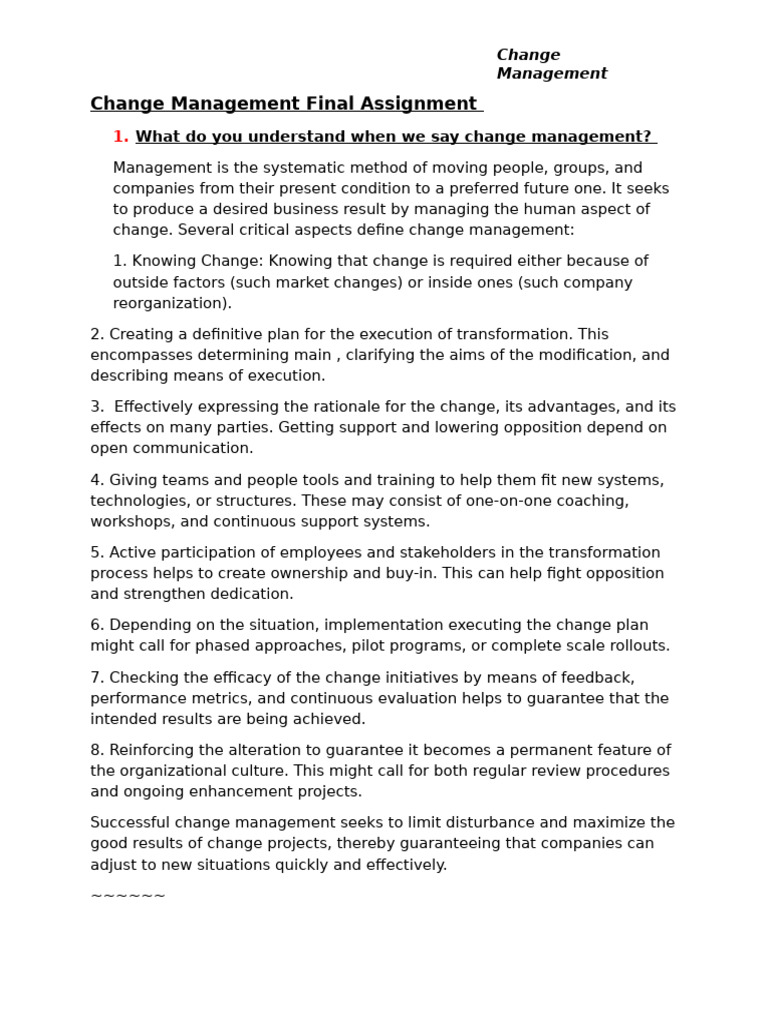 Change Management Assignment Final Mobo | PDF | Change Management ...