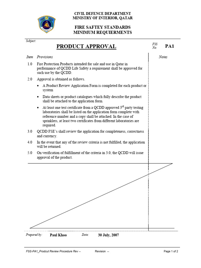 003 - (FSS-PA1) Product Approval | PDF