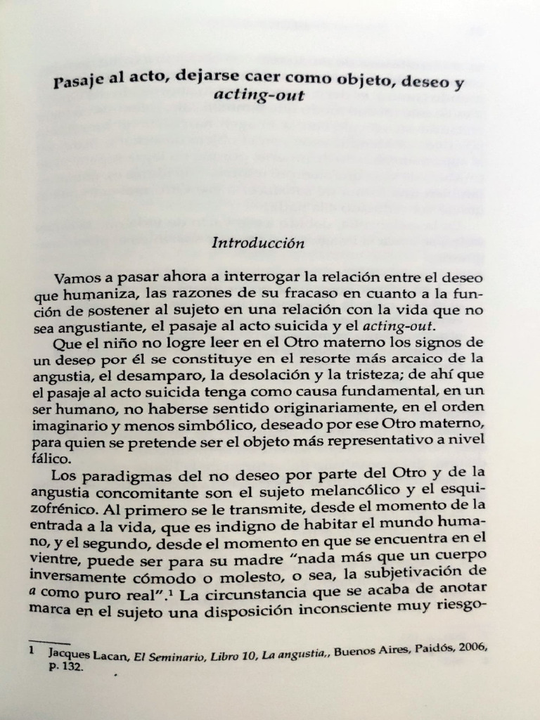 Pasaje Al Acto, Dejarse Caer Como Objeto, Deseo y Acting-Out Por Héctor Gallo | PDF | Jacques ...