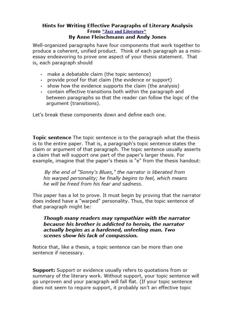 Hints For Writing Literary Analysis Essays | PDF