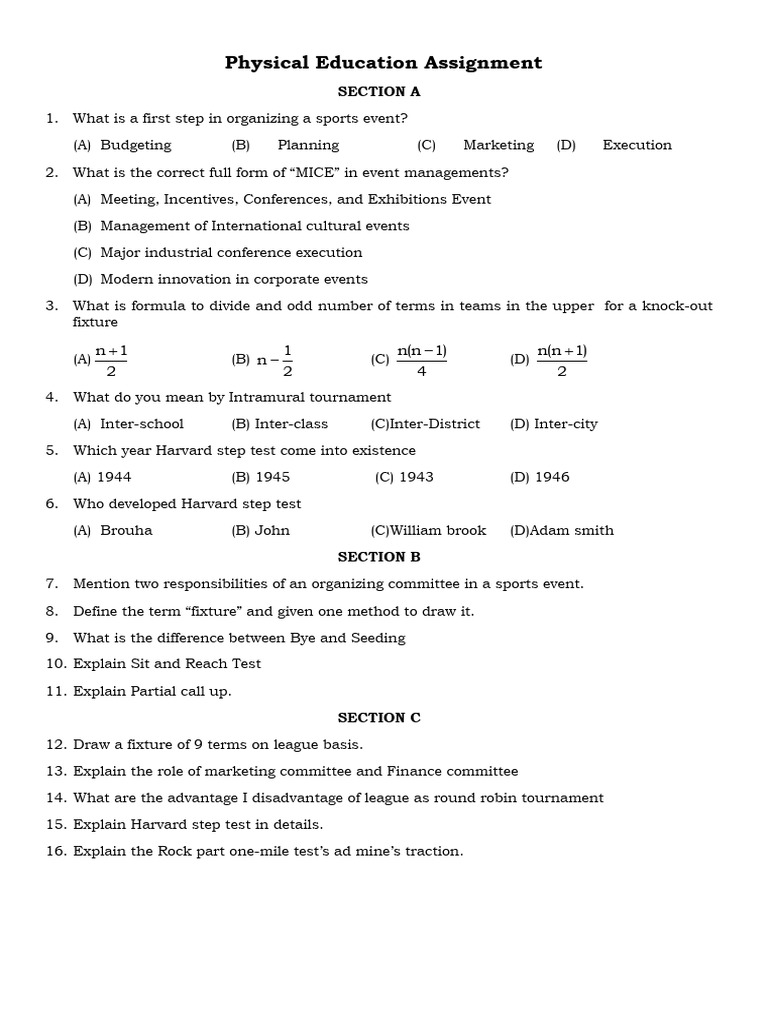 Physical Education Assignment | PDF | Tournament