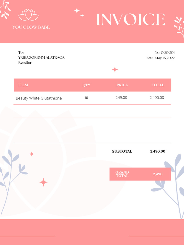 Invoice: You Glow Babe | PDF
