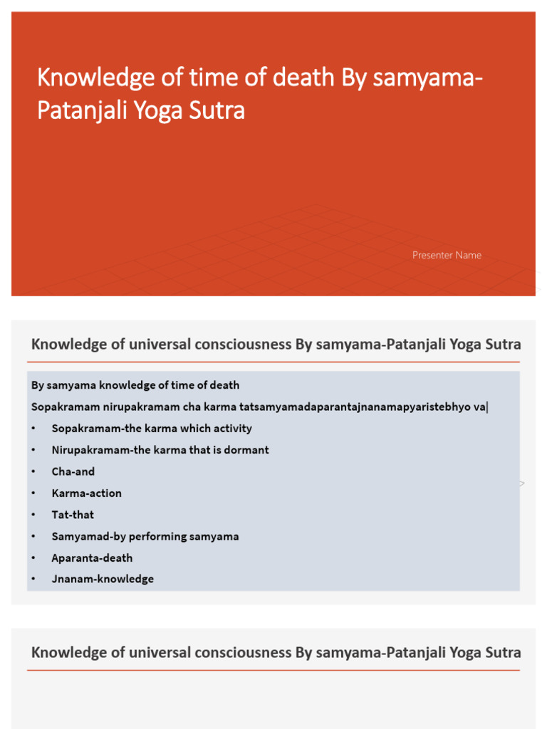 Knowledge of Time of Death by Samyama-Patanjali Yoga | PDF
