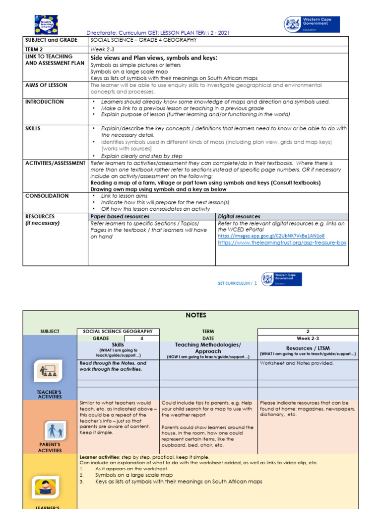 Lesson Plan Gr 4 SS Geography T2 W2&3 | PDF | Learning | Curriculum