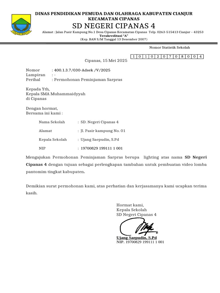 Permohonan Sarpras | PDF