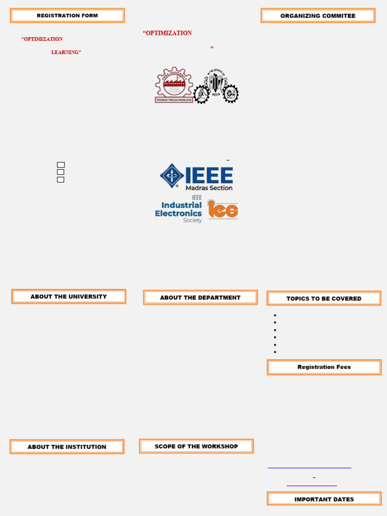 IEEE Optimization Workshop Brochure | PDF | Deep Learning | Engineering
