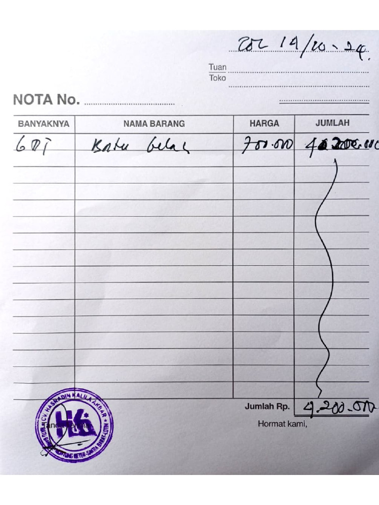 Nota Belanja Material RKB, UKS & TOILET | PDF