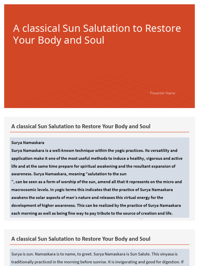 A Classical Sun Salutation To Restore Your Body | PDF