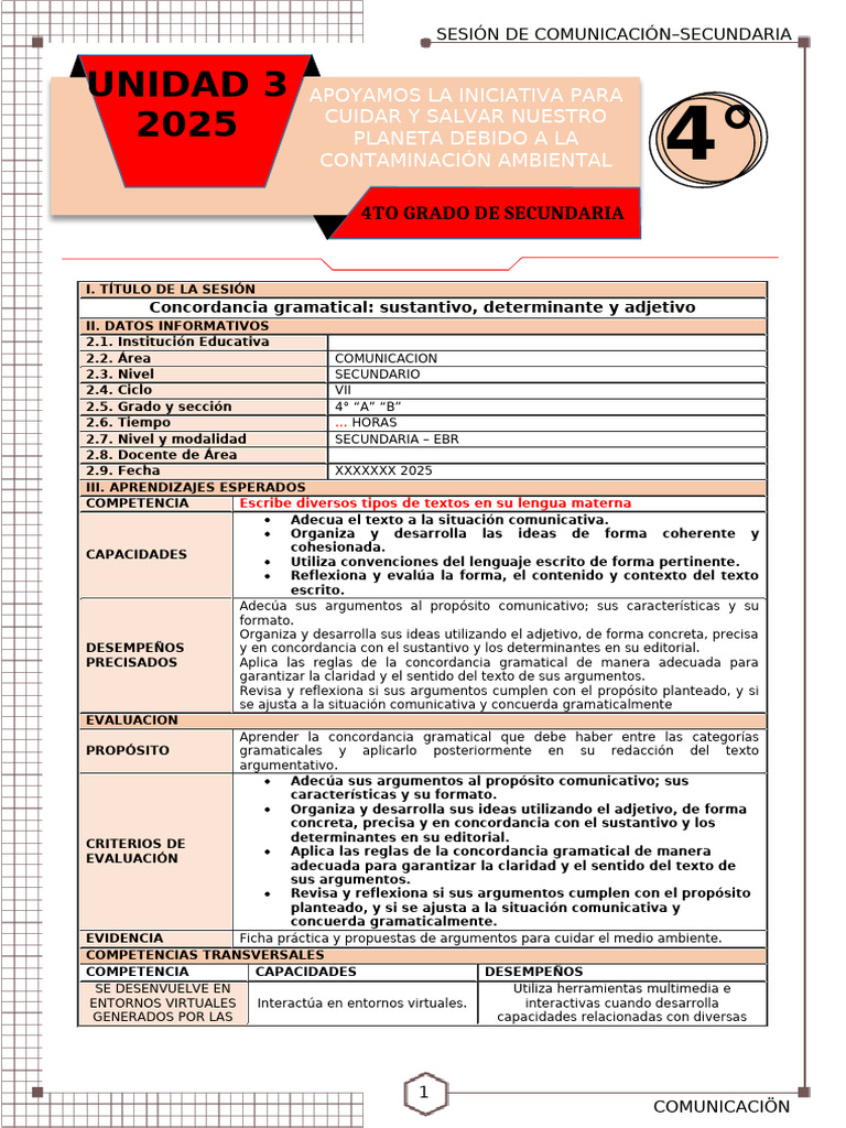 4º Sesion 2 Sem 1 Uni 3 - Comunicacion 2025 | PDF | Aprendizaje | Maestros