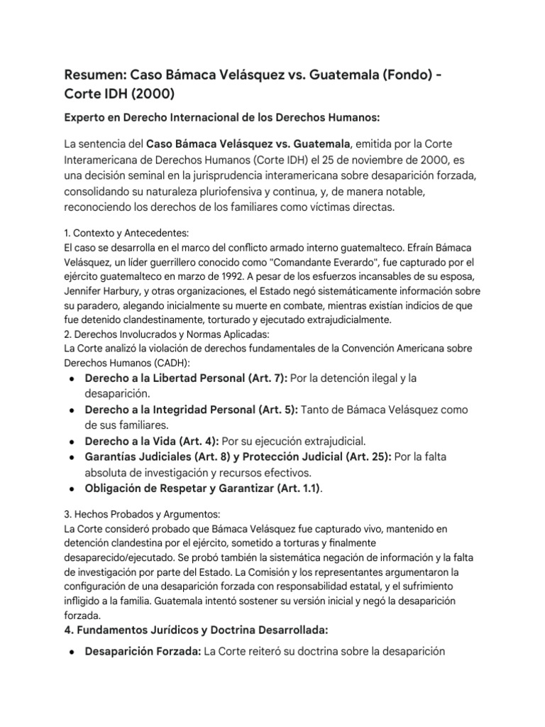 Caso Bámaca Velásquez: Jurisprudencia IDH | PDF | Violación | Justicia