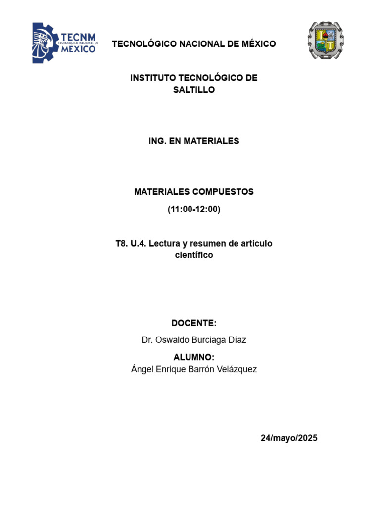 T8. U.4. Lectura y Resumen de Articulo Científico | PDF
