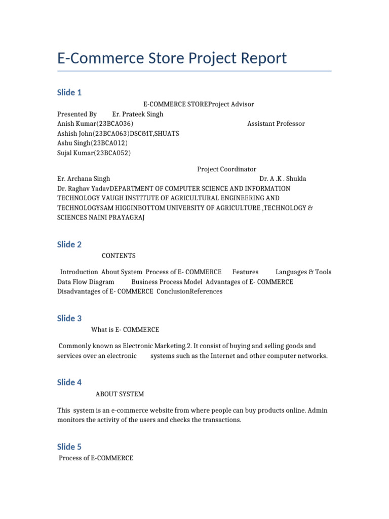 E-Commerce Store Project Report | PDF | E Commerce | Internet